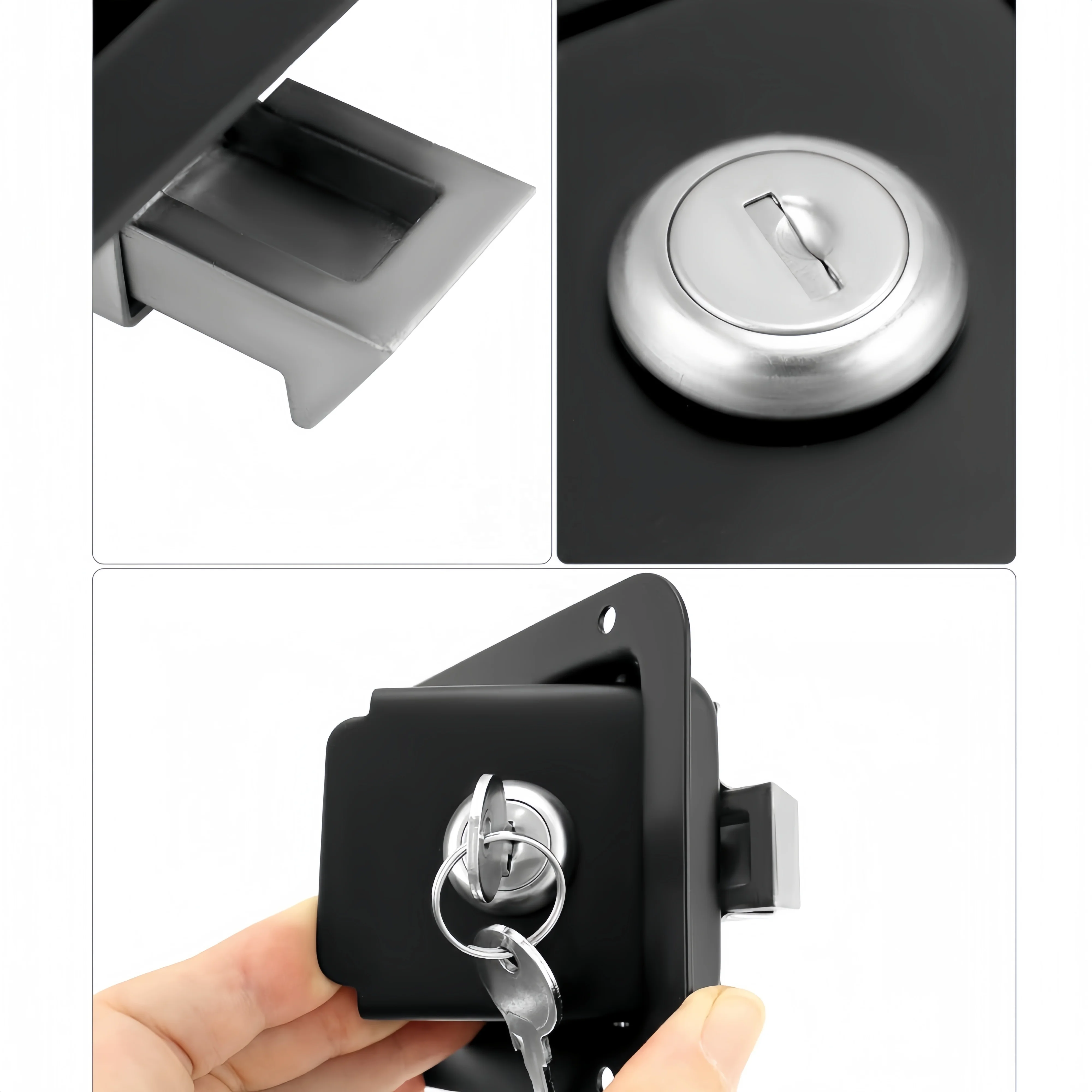 Stainless Steel Flush Mount Paddle Handle Toolbox Latch Padlock ...