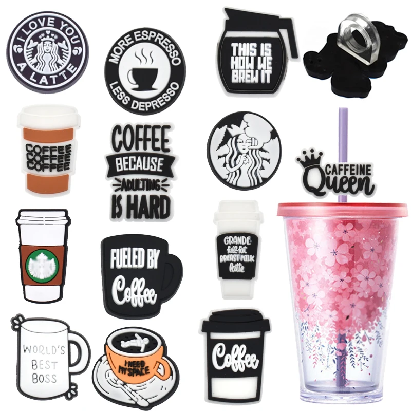 Pvc Coffee Straw Topper Attachment Charms For Tumblers Straw Cover ...