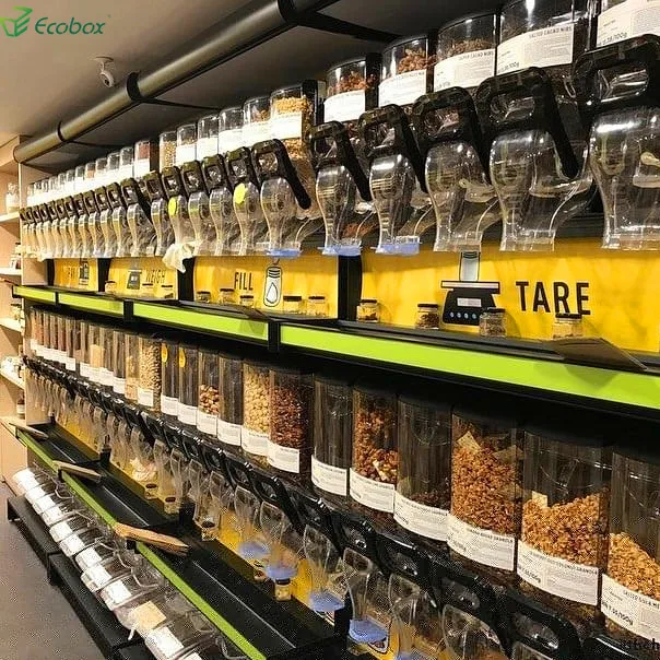 Ecobox Plastic Round Bulk Food Scoop Bin Transparent Airtight ...