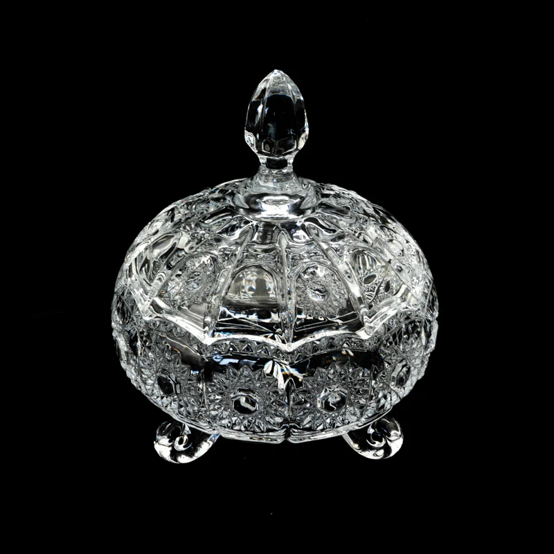 17PK 4 Inch Small Glass Bowl Crystal with Lid - Sustainable