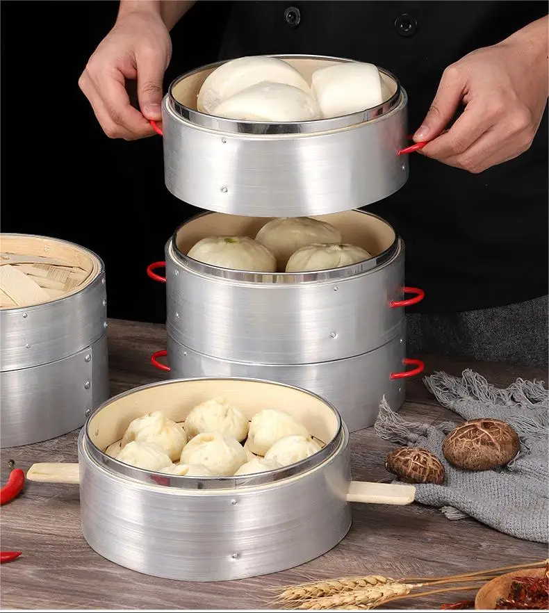 Mu Mini Dim Sum Steamer Dumpling Eco Minin Bamboo Silicone Mat Aluminum ...