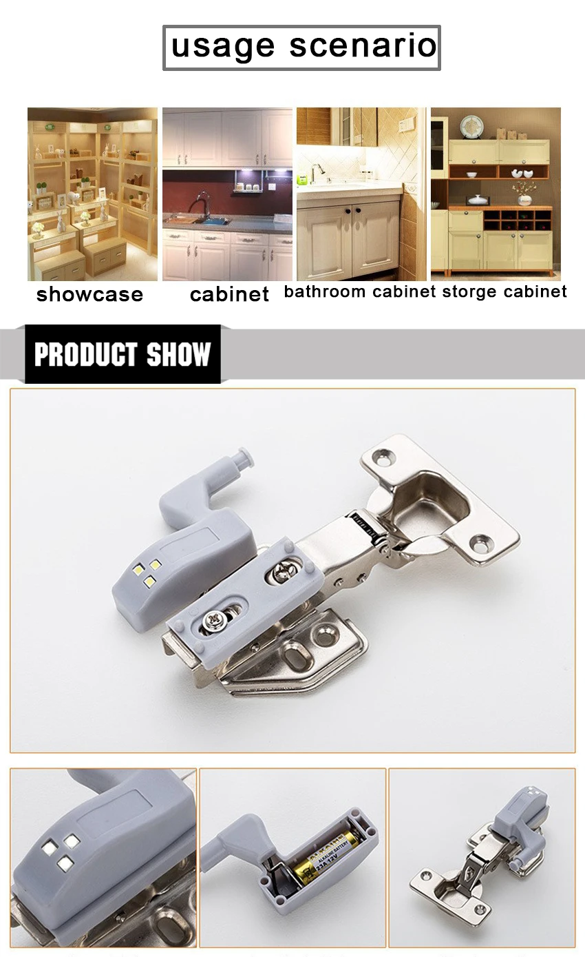 Push To Open Battery Powered Dimmable Kitchen Under Cabinet Led Hinge ...