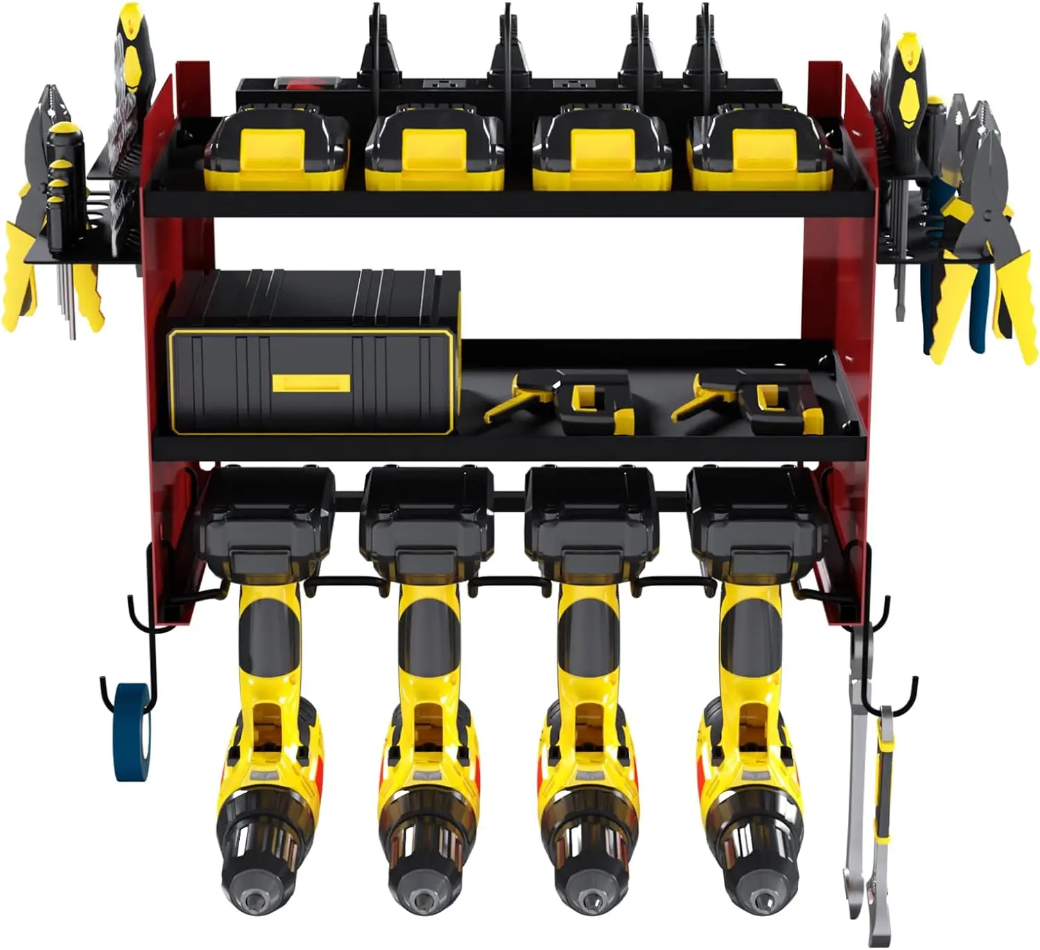 Modular Power Tool Organizer Wall Mounted With Charging Station 3 Layer ...