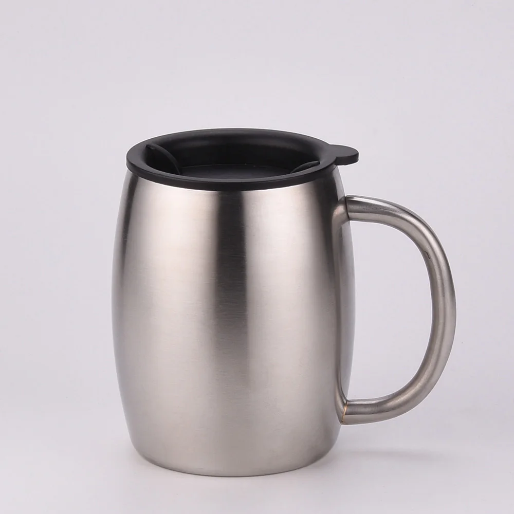 Custom Double Wall Stainless Steel Insulated Barrel Beer Mug With Lid ...