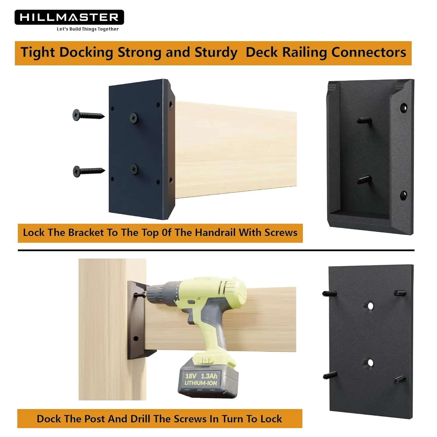 Sturdy Deck Railing Brackets by HILLMASTER - Durable Nylon