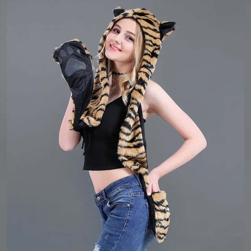 Custom Winter Plush Animal Head Hat White Bear Hat Earflap Cap Cute Fun Animal Gift Faux Fur Hat ...