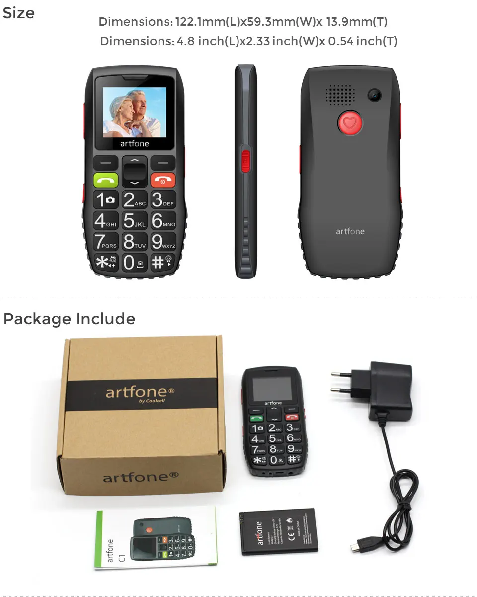 C1 MTK 2G Senior Phone - Dual SIM with SOS Key & Big Font