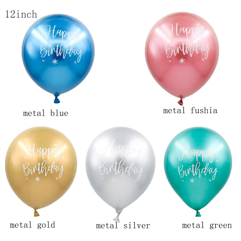 12inch Happy Birthday Chrome Balloons - Metallic Latex