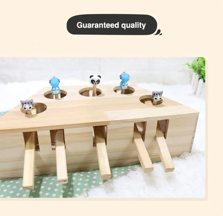 Wood Cat Hit Gophers Toys Interactive Wooden Whack A Mole Mouse Game ...