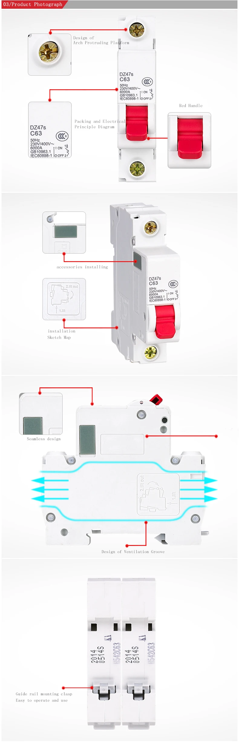 Delxi Dz47s 2 Pole Dc Mcb 10a 16a 20a 25a 32a 40a 50a 63a 20 Mcb Air Mini Circuit Breaker - Buy ...
