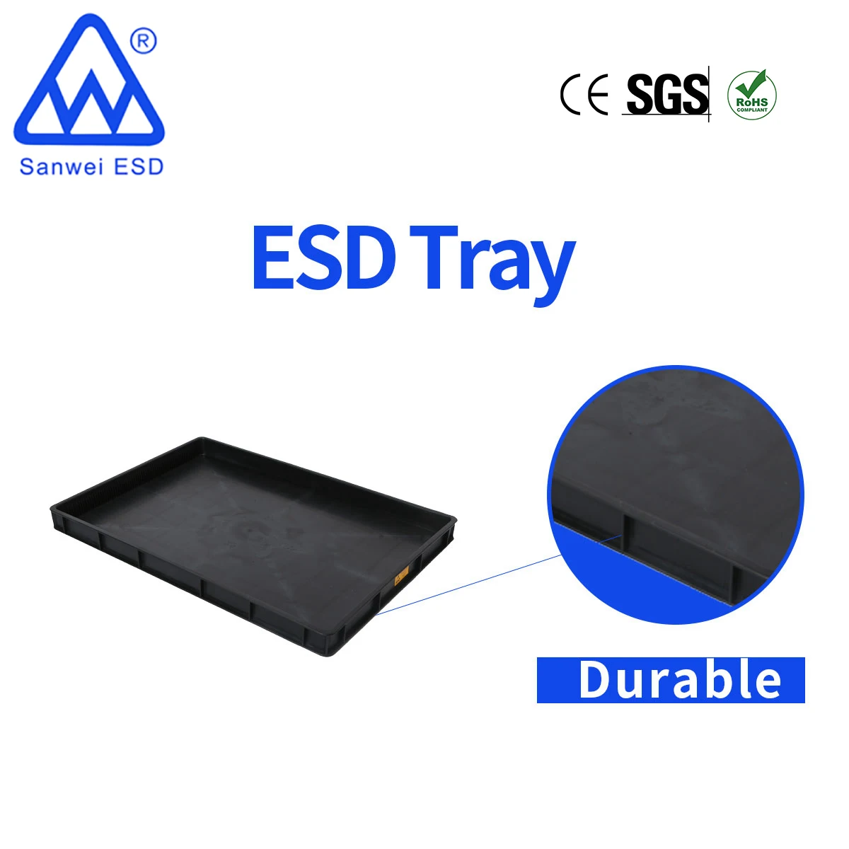 3W-9805115 Antistatic ESD Plastic Packing Tray Black Plastic Electronic ...