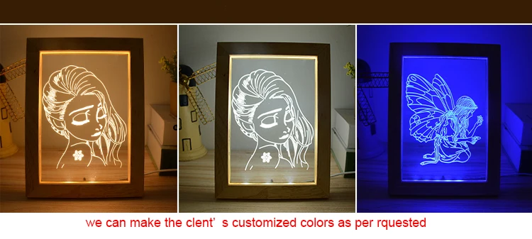 Photo Frame Lamp Creative 3d Framel Wooden Night Light - Buy Photo ...