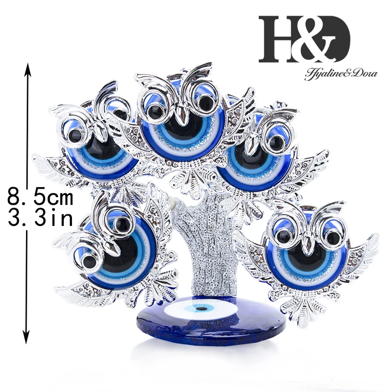 H&d Chinese Feng Shui Decoration Blue Evil Eye Owls Bendable Branches ...