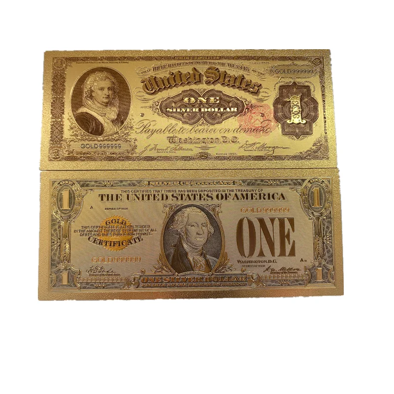 24k Gold Plated One Dollar Bills - USA Currency Collection