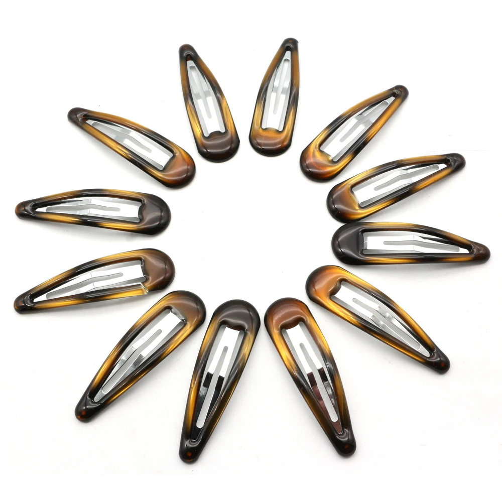 Lirong Epoxy Snap Hair Clips Recycled Metal Grips 5cm/2in Tortoise ...