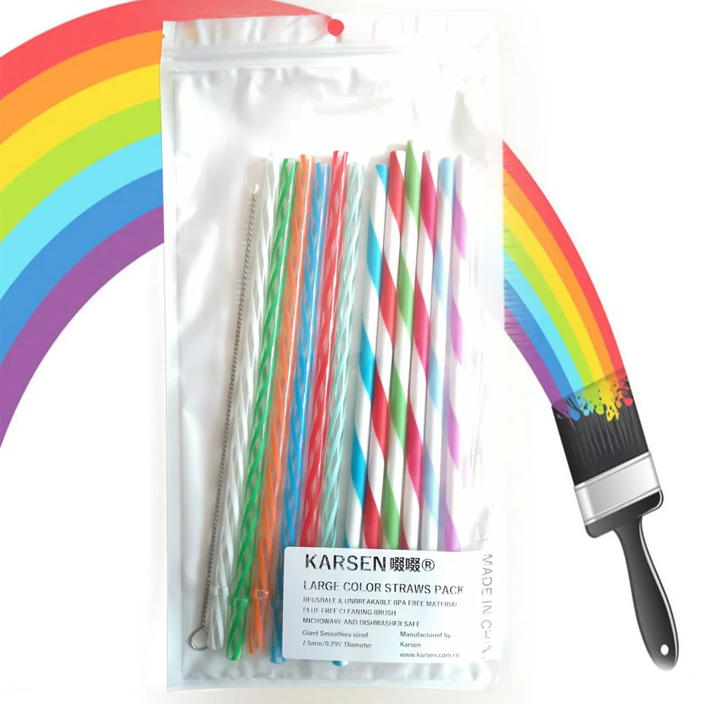 12pcs Assorted Multi-color Straws Transparent Stripe Or White Strips ...