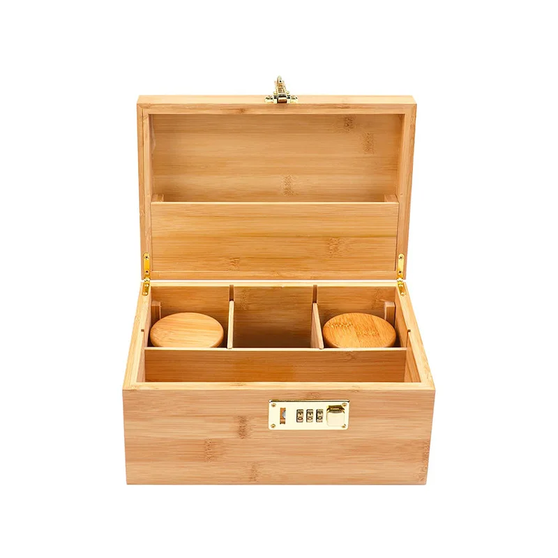 Bamboo Smoking Stash Box with Rolling Tray - Premium Storage
