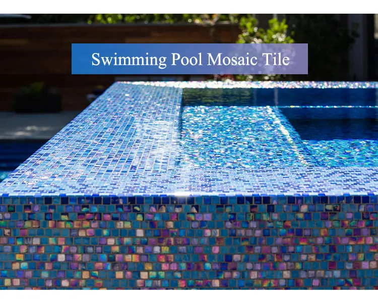 Hot Melt Blue Iridescent Tiles Pearlescent Outdoor Swimming Glass Pool