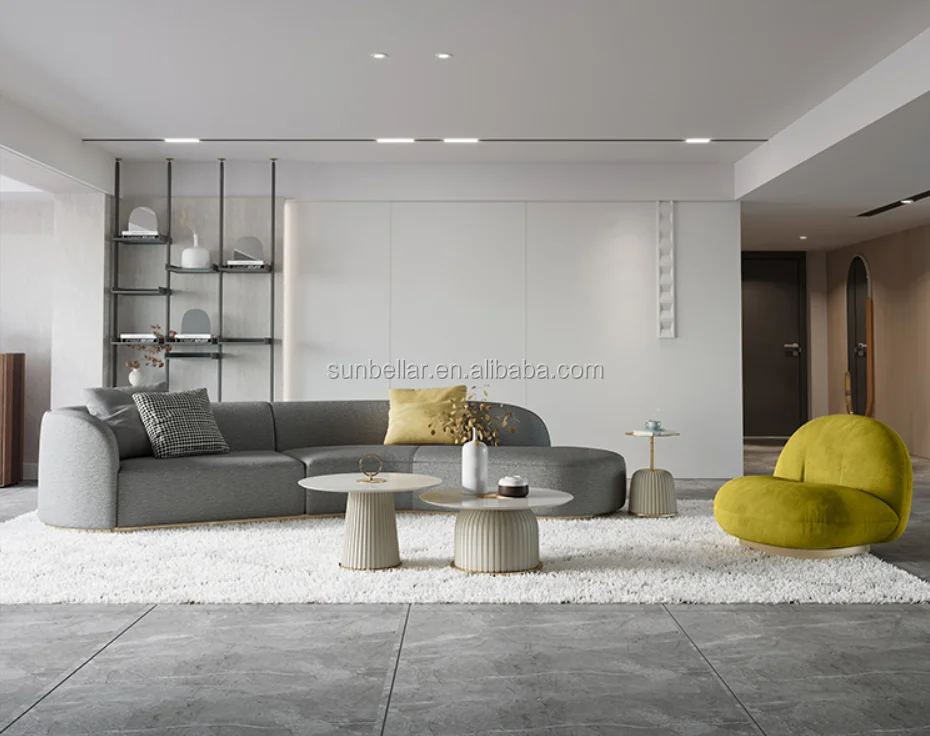 Hotel Sofa Set - Modern Nordic Lounge Couch with Boucle Fabric