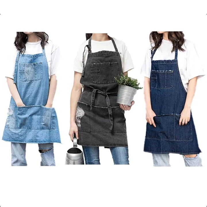 Womens Overall Shorts Denim Apron Ripped Broken Hole Denim Waitress ...