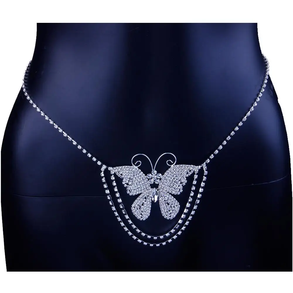 Rhinestone Butterfly Belly Waist Chain Bikini Crystal Body Chain ...