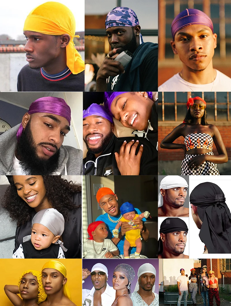 Wholesale Long Tie Silk Durags Du Rag Unisex Plain Head Wrap Satin ...