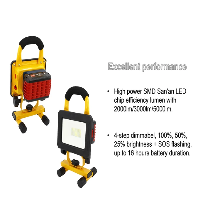 20-50w Work Zone Rechargeable Led Worklight Compatible With Bosch ...