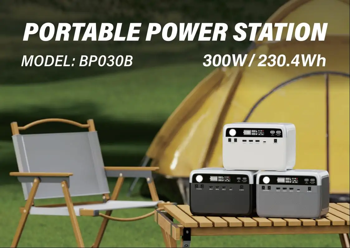 300W Portable Power Station with Wireless Charging & Flashlight
