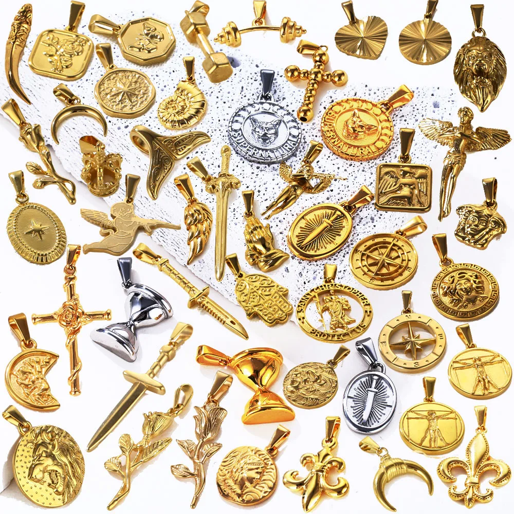Vintage Jewelry Gold Necklace For Men Religious Praying Hands Pendant ...