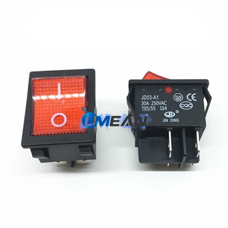 Rocker Switch 30A 250VAC Red with Light JD03-A1 for Inverter Welding ...