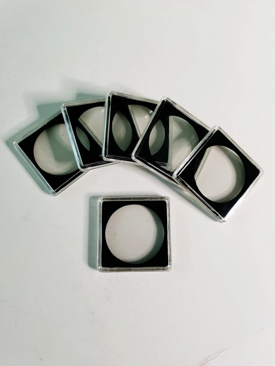 Acrylic Customized Single Square Coin Capsules with Black Insert