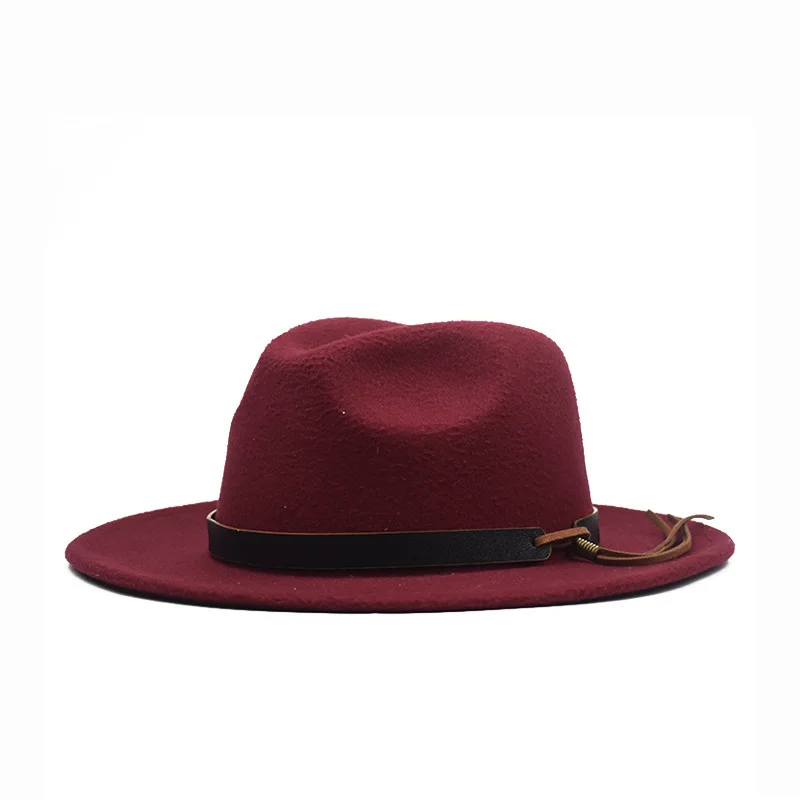 Wide Brim Fedoras Men Wool Hats Khaki Casual Jazz Hat Women Large Brim ...