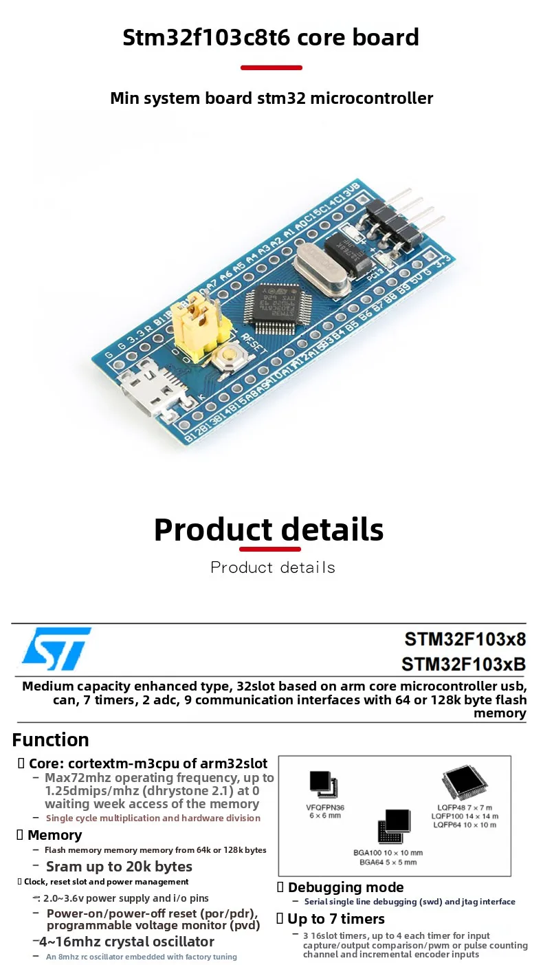 Genuine STM32F103C8T6 Development Board Original Arm Core System with ...