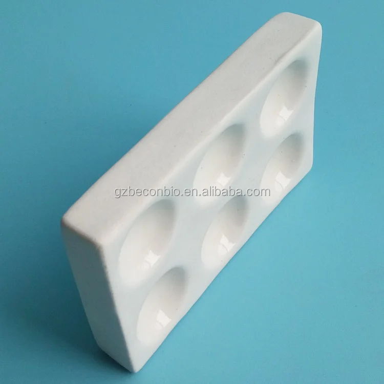 Lab Chemistry Glassware - Porcelain 6 Cavity Reaction Spot Plate