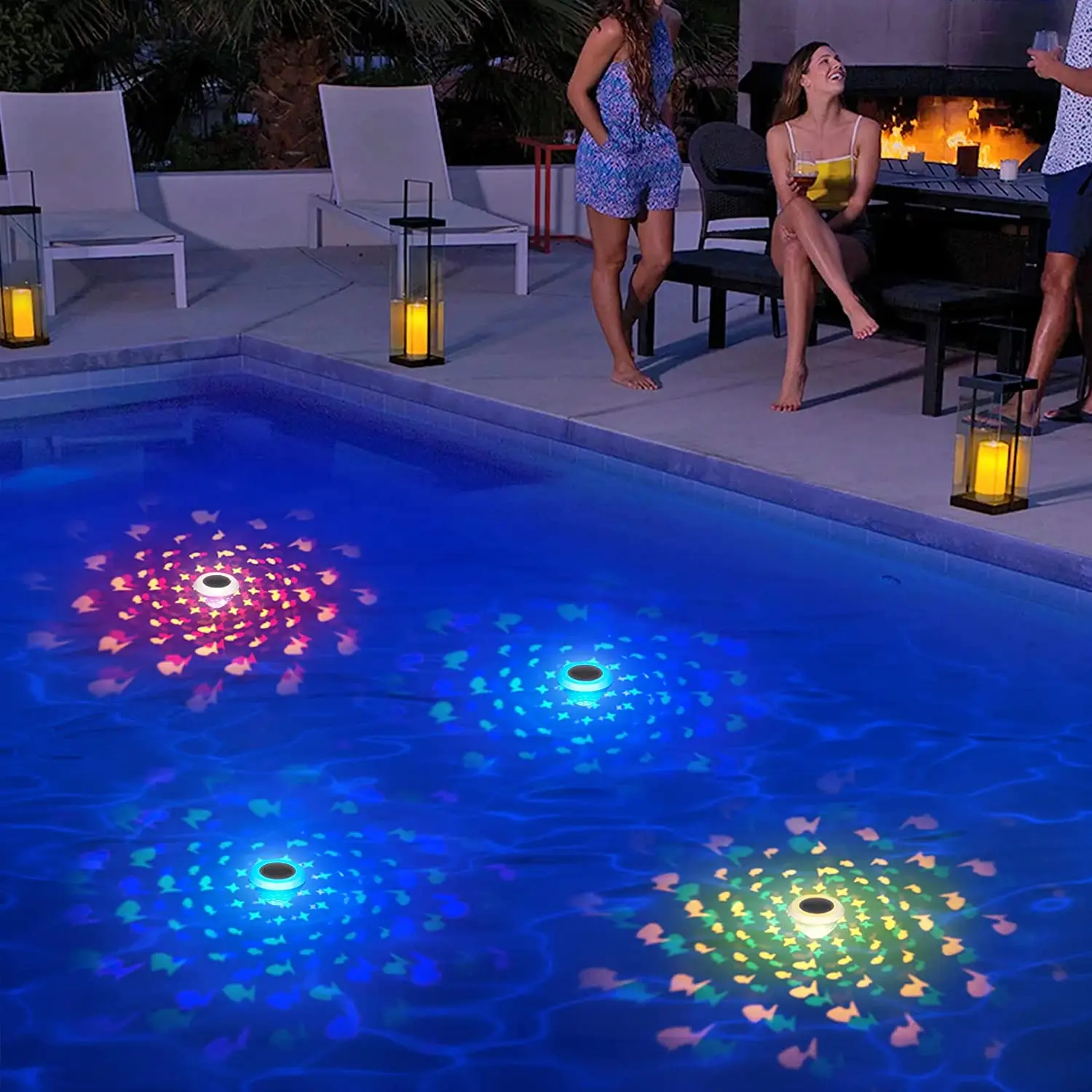 Floating Show Underwater Pool Light, Solar Powered with 7 LED Light ...