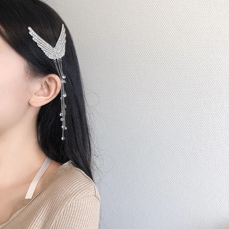 2024 Diamond Wings Female Hair Jewelry With Fringe Simple Personality ...