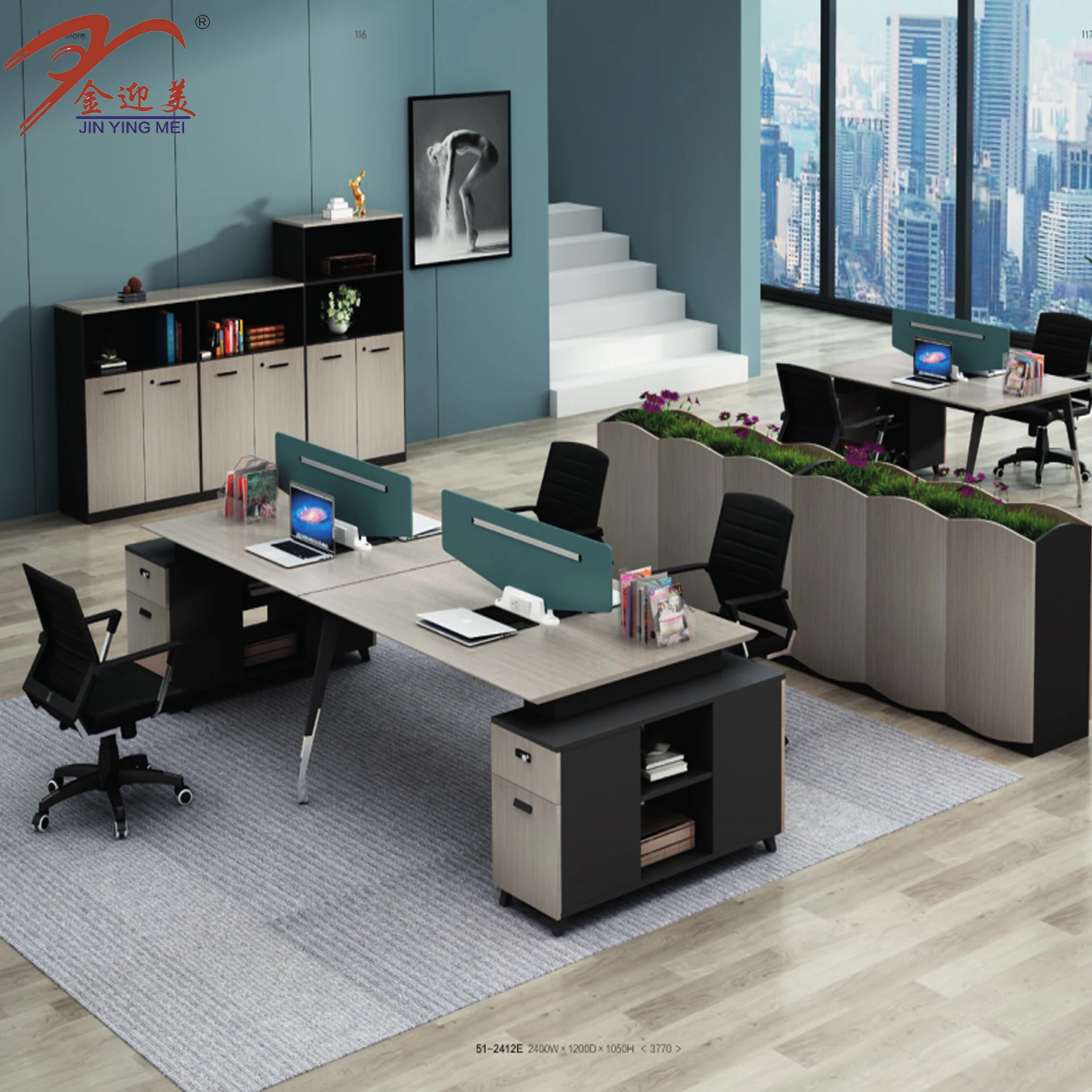 Hot Selling Multi-person Office Desk Workstation 4 Seat Roomy Office ...