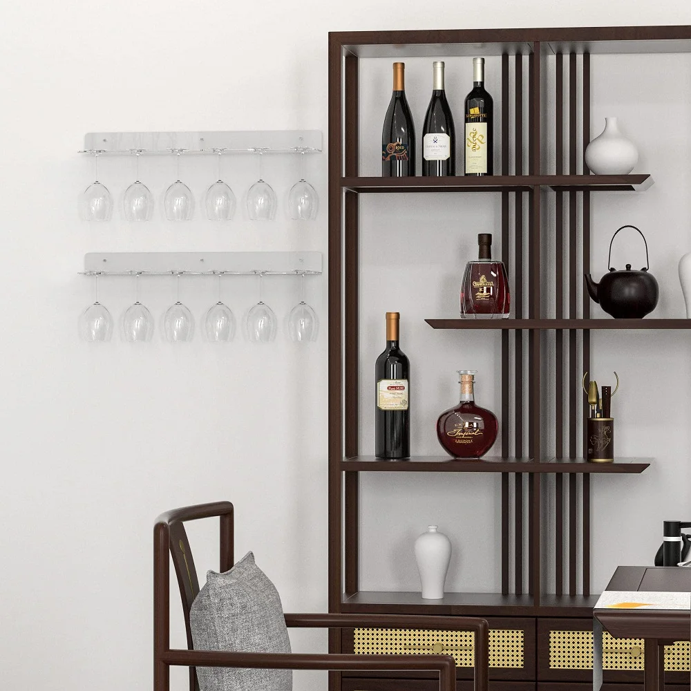 Wall Mounted Acrylic Wine Glass Holder Storage Shelf Wine Glass Wall ...
