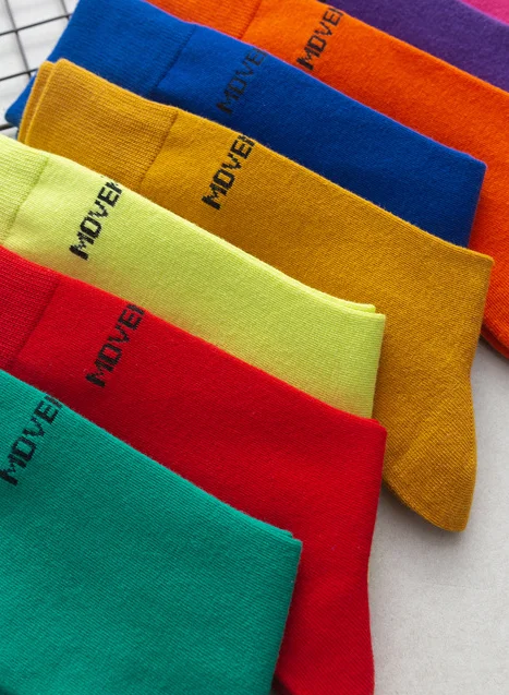 Long Tube Solid Color Socks Pure Letter Women Socks Multi Color Lady ...