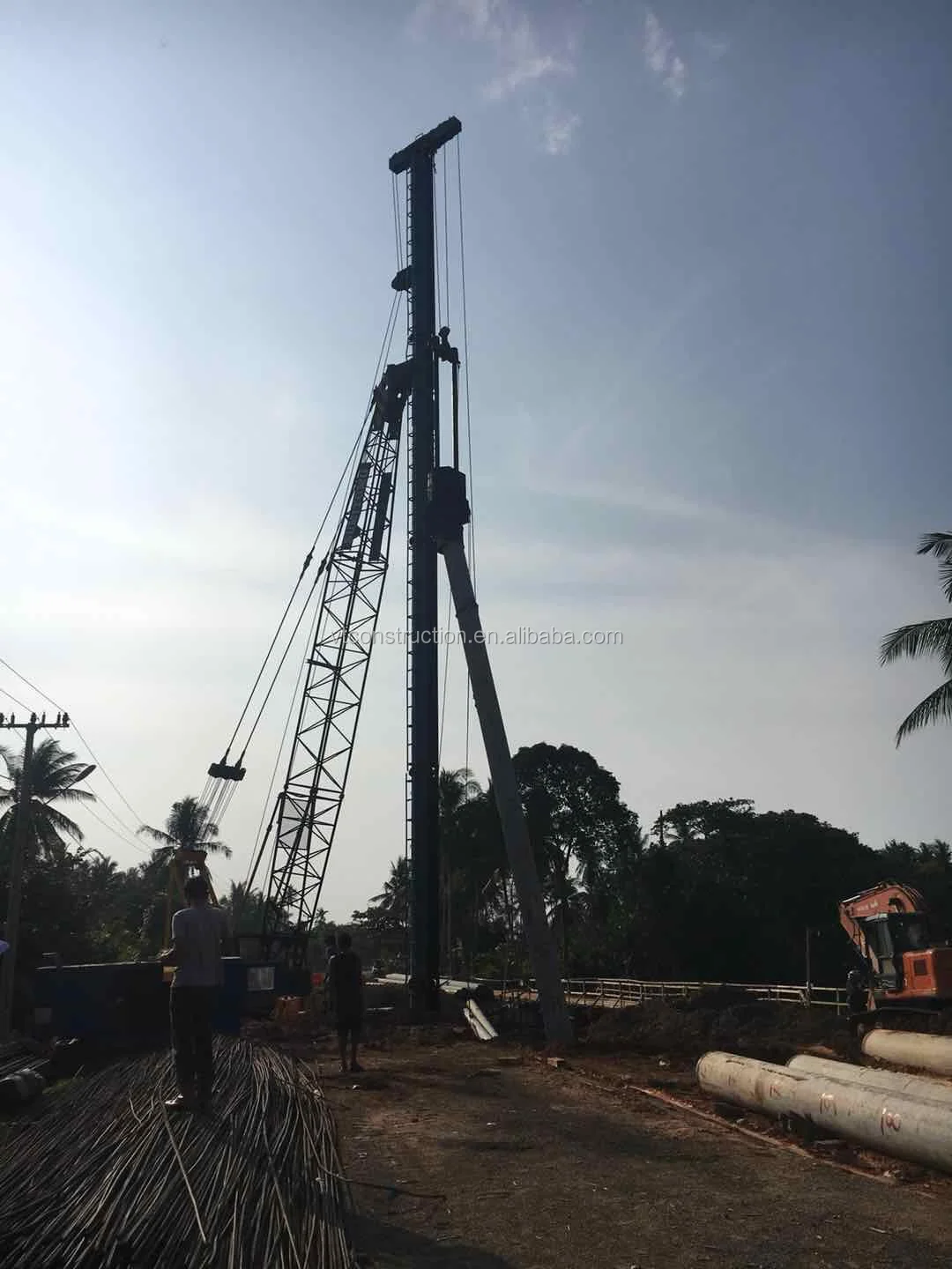 High Bed Excavator Mounted Pile Driver with diesel Pile Hammer for ...