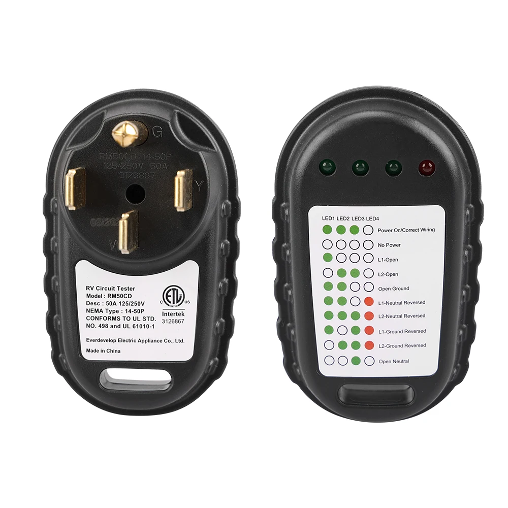 50amp Rv Power Tester Nema 14-50p 125v/250v Rv Circuit Analyzer Plug ...