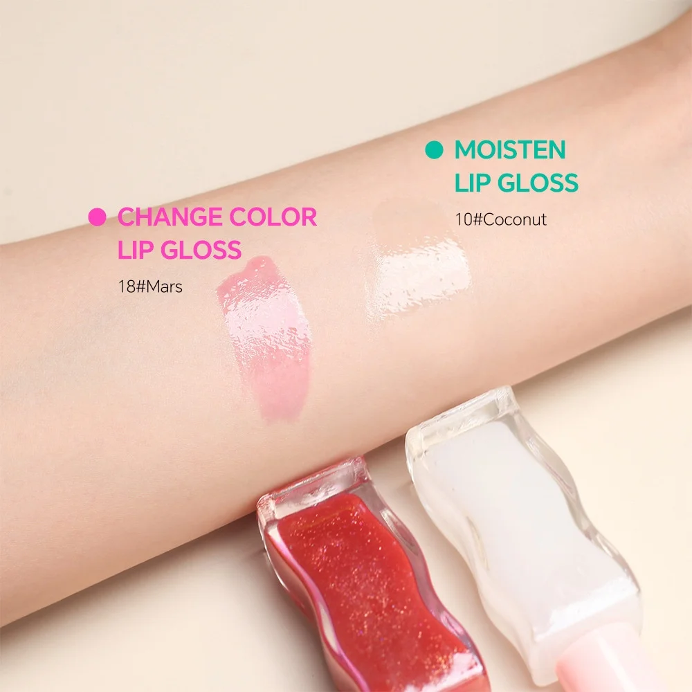 Wavy Color Change Glass Bottle Lip Oil Moisturizing Cross-Border ...