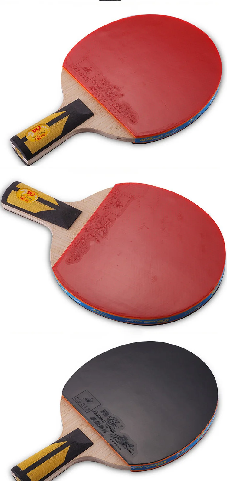 Double Fish 6 Star Horizontal Racket - Pure Wood Table Tennis