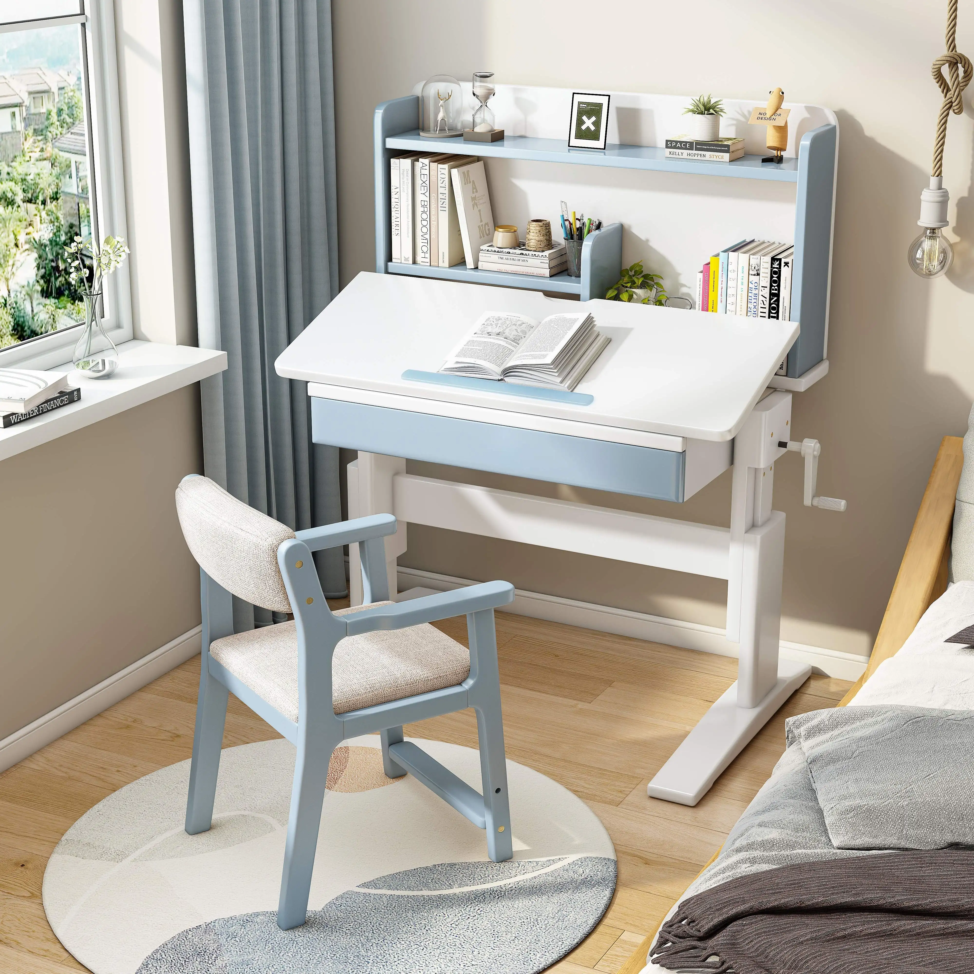 A9025 Ergonomic Kids Study Table And Adjustable Desk For 3-18 Years Old ...