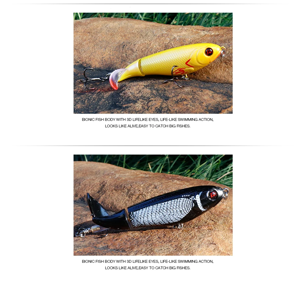 10cm 16.8g Whopper Popper Topwater Lure Artificial Bait Hard Black ...