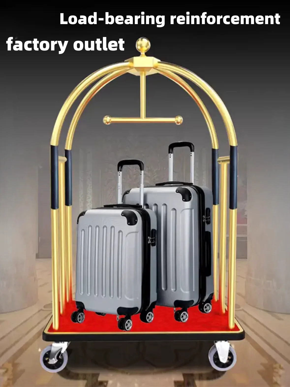 Hotel Luxury Crown Foldable Bellboy Cart Rack Concierge Birdcage Barrow ...