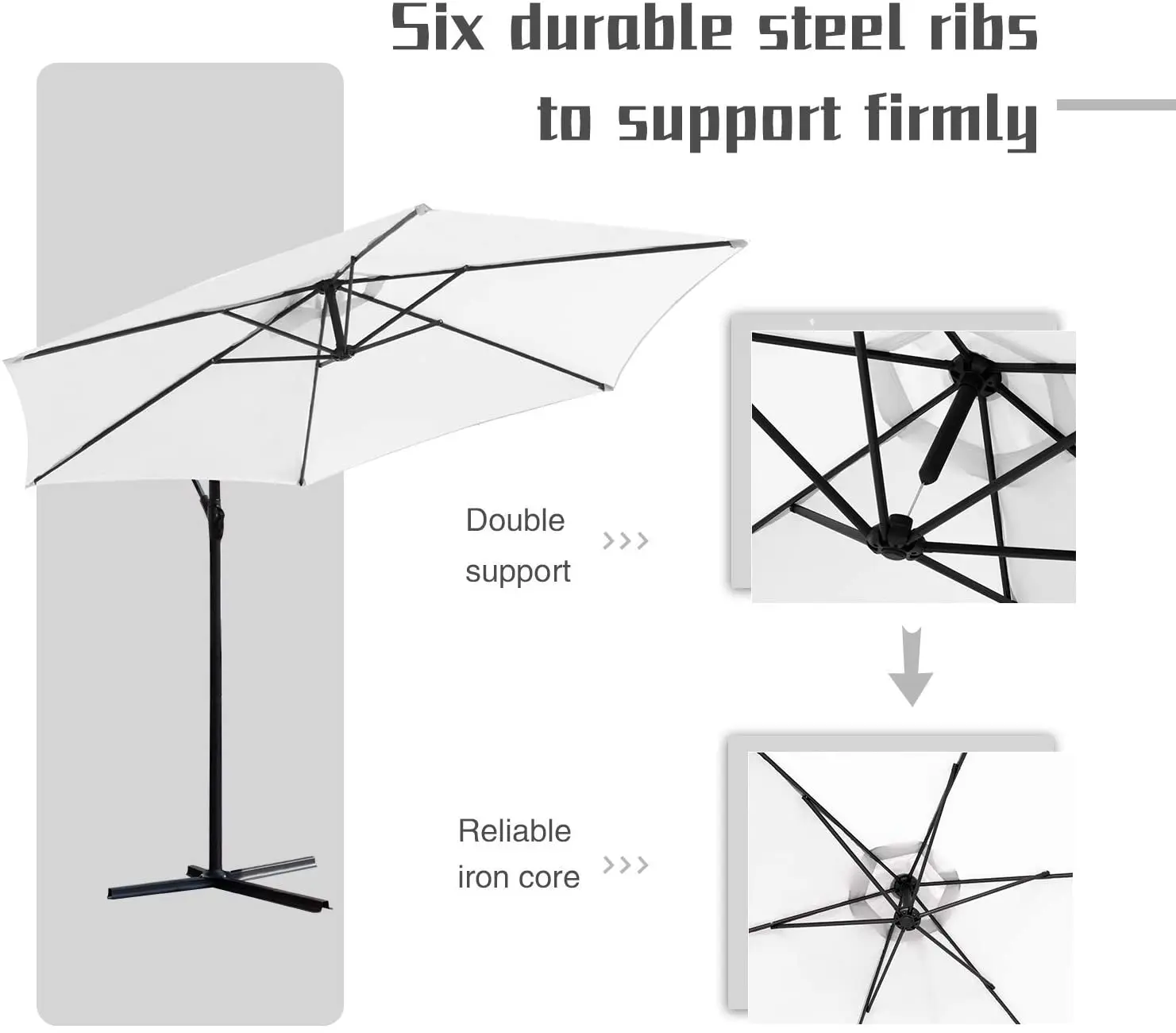 10ft Cantilever Parasol with Crank Mechanism & UV Protection