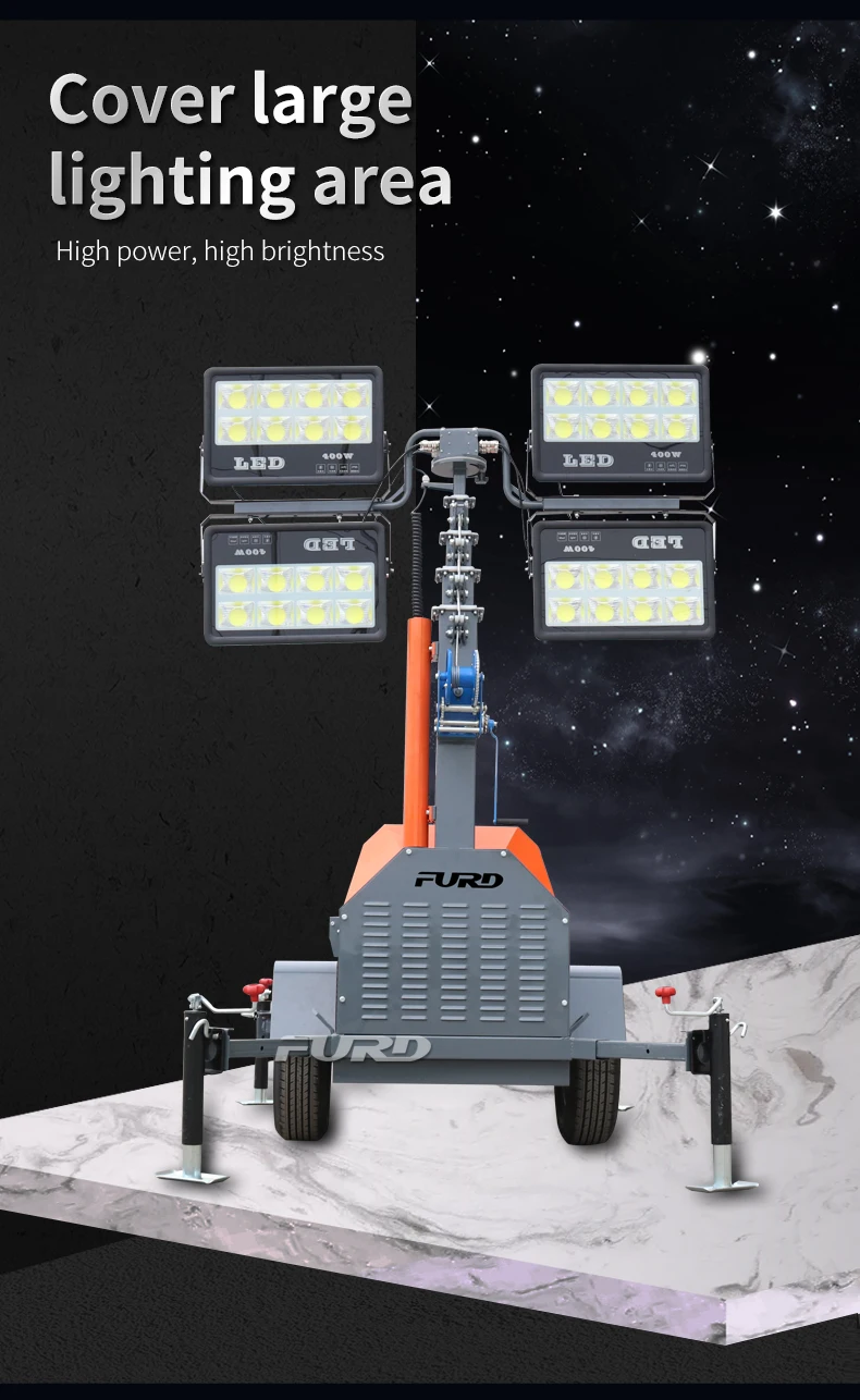 Portable Lighting Floodlight Diesel Generator Light Tower Generator ...