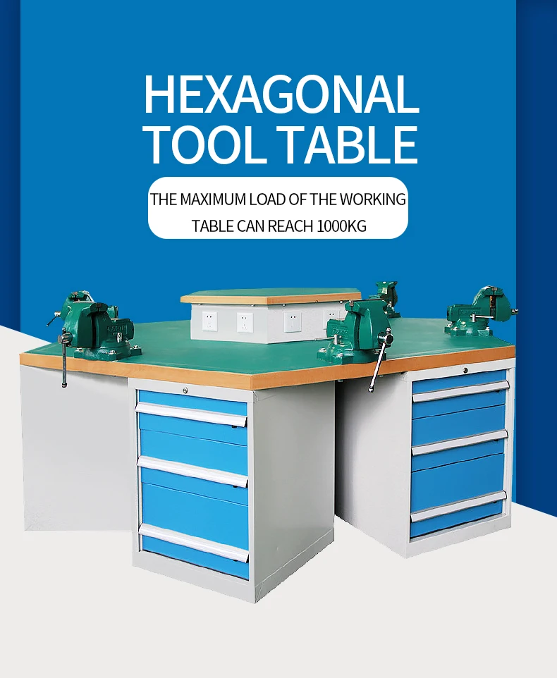 Double Fixed Hexagonal Bench - Heavy Duty Training Workbench