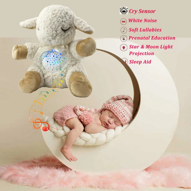 White Noise Lullaby Sound Machine Baby Soother Sleep Aid Plush Toy For ...